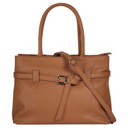 CLUTY Henkeltasche echt Leder, Made in Italy cognac