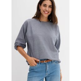 bonprix Blusenshirt aus reiner Baumwolle, blau, 100% Baumwolle
