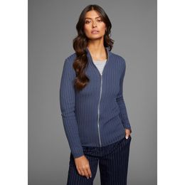 Laura Scott Strickjacke in Rippstrick mit Zipper blue 44/46 44/46 Ripp- Strickjacke von Laura Scott
