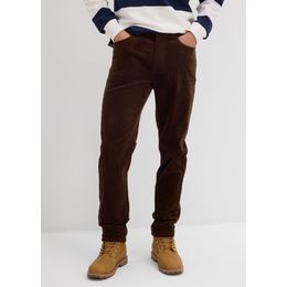 bonprix Slim-Fit Cordhose mit Komfortschnitt Straight, braun, Gr.48, Bequeme Cordhose mit Stretchanteil f&uuml;r mehr Komfort, aus Cord