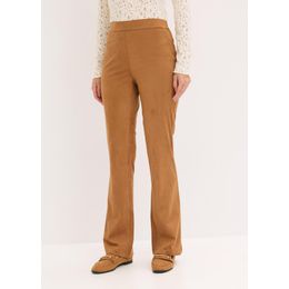bonprix Velourslederimitat Flared Hose, braun