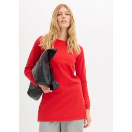 bonprix Longpullover mit recycelter Baumwolle, rot, mit Baumwolle