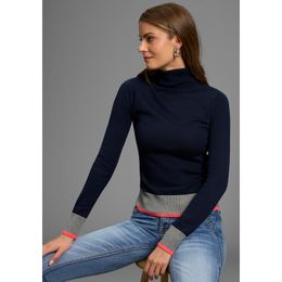 AJC Damen AJC Rollkragenpullover in enger Form mit Farbkontrasten bunt 36/38 (S)