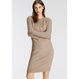 Tamaris Damen Strickkleid Mini-L&auml;nge mit Ajourstrickmuster aus Viskosemischung beige 38, N-Gr