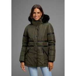 Laura Scott Damen Winterjacke mit Kapuze mit abnehmbarer Kapuze und Fellimitat 38