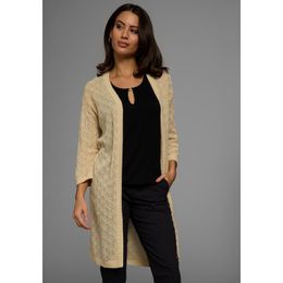 Laura Scott Longstrickjacke mit sommerlichem Ajourmuster und 3/4 &Auml;rmeln beige 44/46 44/46 Modischer Strickjacke von Laura Scott