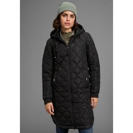 Laura Scott Steppmantel mit modischem Steppmuster schwarz 44 44 Lange Steppjacke mit Kapuze und modischem Zwiebelsteppmuster