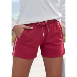 H.I.S. H.I.S Shorts mit seitlichen Streifen, Loungewear rot 32/34 - N-Gr N-Gr 32/34 Weiche bequeme Shorts