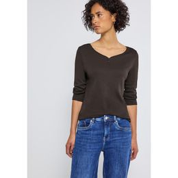 Street One Damen Street One 3/4-Arm-Shirt mit Knopfdetail braun 38