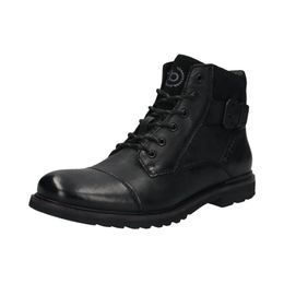 Bugatti Schnürboots Stiefel, Winterboots, Workerboots mit modischer Zierschnalle schwarz 42 42 Bugatti Schnürboots mit lässiger Zierschnalle im...