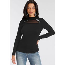 Melrose Strickpullover mit Nietendetails und Mesh-Einsatz schwarz 42 42 Femininer Pullover von Melrose