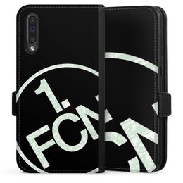 DeinDesign Galaxy A50 Handy Klapph&uuml;lle Handyh&uuml;lle aus Kunst Leder schwarz Flip Case Logo 1. Fcn 1. Fc N&uuml;rnberg Sideflip mit Lasche