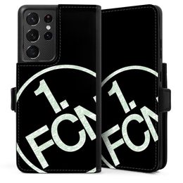 DeinDesign Galaxy S21 Ultra 5G Handy Klapph&uuml;lle Handyh&uuml;lle aus Kunst Leder schwarz Flip Case Logo 1. Fcn 1. Fc N&uuml;rnberg Sideflip mit Lasche