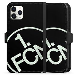 DeinDesign iPhone 11 Pro Handy Klapph&uuml;lle Handyh&uuml;lle aus Kunst Leder schwarz Flip Case Logo 1. Fcn 1. Fc N&uuml;rnberg Sideflip mit Lasche