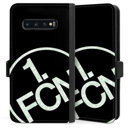 DeinDesign Galaxy S10 Plus Handy Klapph&uuml;lle Handyh&uuml;lle aus Kunst Leder schwarz Flip Case Logo 1. Fcn 1. Fc N&uuml;rnberg Sideflip mit Lasche