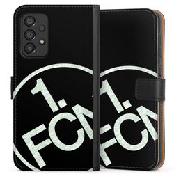 DeinDesign Galaxy A33 5G Handy Klapph&uuml;lle Handyh&uuml;lle aus Kunst Leder schwarz Flip Case 1. Fc N&uuml;rnberg 1. Fcn Logo Sideflip mit langer Lasche