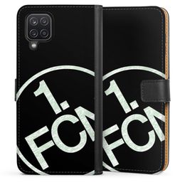 DeinDesign Galaxy A12 Handy Klapph&uuml;lle Handyh&uuml;lle aus Kunst Leder schwarz Flip Case 1. Fc N&uuml;rnberg 1. Fcn Logo Sideflip mit langer Lasche