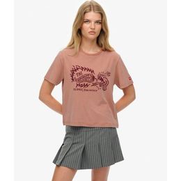 Superdry Damen Roadside Trade T-shirt in Lockerer Passform Pink - Gr&ouml;&szlig;e: 36 2102421502342MIP030