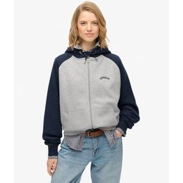 Superdry Damen Essential Logo Raglan Zip-hoodie Light Grey - Gr&ouml;&szlig;e: 42 2102623000777I5R020