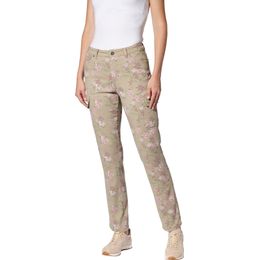 Heine Damen Druckhose mit Floral-Print sesam-altrosa-bedruckt Größe 34