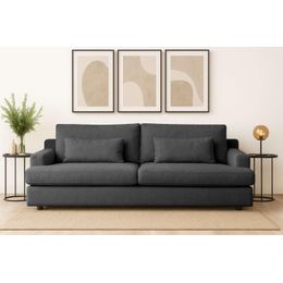 Big-Sofa Home Affaire "Evelle 3 Sitzer Maxi", grau (dunkelgrau), B:237cm H:82cm T:109cm, 95%Polyester, 5%Polyamide, Sofas, Big-Sofa, 237 cm, tiefe Sitzfl&auml;che, Lounge-Sitzkomfort, Struktur, Breitcord