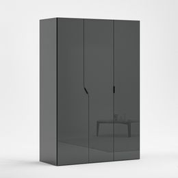 Kleiderschrank Inosign "AMETISTA, Drehtürenschrank, designgeformten Fronten", anthrazit hochglanz, B:150cm H:223cm T:62,2cm, Holzwerkstoff, Schränke, Made in Italy, hochglanz lackiert, Basisausführung, Zubehör extra