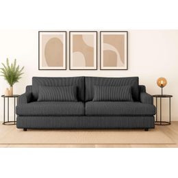 Big-Sofa Home Affaire "Evelle 3 Sitzer Maxi", grau (dunkelgrau), B:237cm H:82cm T:109cm, 92% Polyester, 8% Nylon, Sofas, Big-Sofa, 237 cm, tiefe Sitzfl&auml;che, Lounge-Sitzkomfort, Struktur, Breitcord