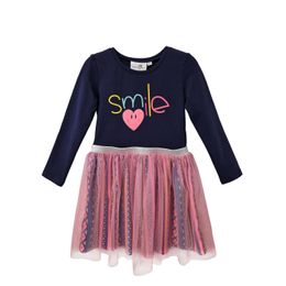 Sommerkleid happy girls "dress", Mädchen, Gr. 116, EURO-Größen, blau (navy), Stoff;Tüll, 100% Baumwolle, normal, Kleider
