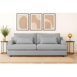 Big-Sofa Home Affaire "Evelle 3 Sitzer Maxi", grau (ligh grau), B:237cm H:82cm T:109cm, 92% Polyester, 8% Nylon, Sofas, Big-Sofa, 237 cm, tiefe Sitzfl&auml;che, Lounge-Sitzkomfort, Struktur, Breitcord