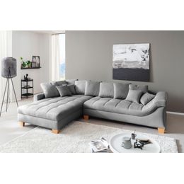 Ecksofa MR. COUCH, B:339cm H:93cm T:222cmmiami 6 rock, 90% Polyester / 10% Nylon, Wohnzimmer, Sofas, "Bologna, L-Form, mit Holzfüßen", wahlweise mit