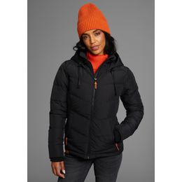 Winterjacke Kangaroos, Damen, Gr. 36, schwarz, Web, Obermaterial: 100% Polyester. Futter: 100% Polyester. Wattierung: 100% Polyester, unifarben, figurbetont hüftbedeckend, Rippstrickbündchen, Jacken, mit Kapuze und Kordelzug, Reißverschlusstaschen und Innentasche