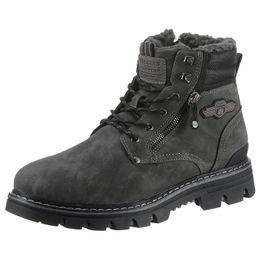 Winterboots Dockers by Gerli, Herren, Gr. 44, grau (dunkelgrau), Lederimitat, Schuhe Winterboots, Workerboots, Schnürstiefel mit Blockabsatz