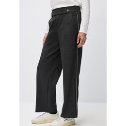 Stoffhose Street One "QR Straight Leg Mela", Damen, Gr. 40, Länge 30, schwarz, Web, Obermaterial: 48% Viskose, 29% Nylon, 15% Polyester, 8% Elasthan. Futter: 100% Polyester, unifarben mit Farbeinsatz, bequem lang, Hosen, mit Tape und seitlichen Taschen