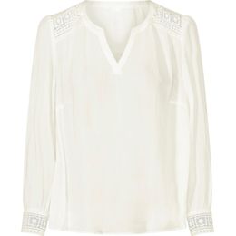 CR&Eacute;ATION L Damen Crinklebluse mit Spitzendetails ecru Gr&ouml;&szlig;e 40