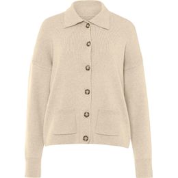 Heine Damen Strickjacke aus Flauschgarn sand-meliert Größe 36