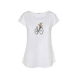 Greenbomb T-Shirt 'Bike Cats Basket' Damen Gr&ouml;&szlig;e M beige / schwarz / wei&szlig;