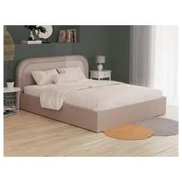 Bett mit Bettkasten - 160 x 200 cm - Bouclé-Stoff - Beige - FIREZA