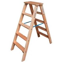 Doppelleiter Krause "STABILO", braun (hellbraun), B:48cm H:20cm L:120cm, Massivholz, Leitern, Holz, 2x5 Stufen, Arbeitshöhe ca. 245 cm