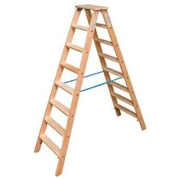 Doppelleiter Krause "STABILO", braun (hellbraun), B:55cm H:20cm L:190cm, Massivholz, Leitern, Holz, 2x8 Stufen, Arbeitshöhe ca. 245 cm