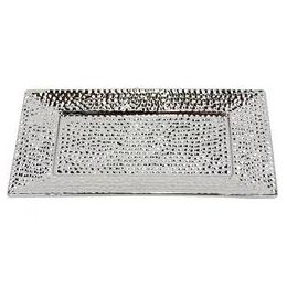 Dekotablett I.GE.A. "Keramik-Schale", silber, B:28cm H:2cm, Keramik, Dekoschalen, eckig Dekoschale silber Tablett Weihnachtsdeko Deko Advents-Tablett