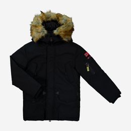 Geographical Norway Schwarze Bernard Jacke mit Kapuze