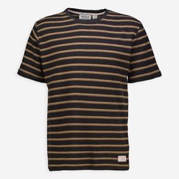 Scotch & Soda Schwarz-braunes strukturiertes T-Shirt mit Streifenmuster