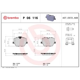 Brembo Bremsbelagsatz, Scheibenbremse hinten rechts links mit Zubehör für TOYOTA BMW 34206888835 04466WAA03 P 06 116