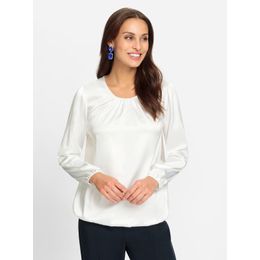 WITT Damen Satinbluse mit Raffungen, ecru, Gr&ouml;&szlig;e 38