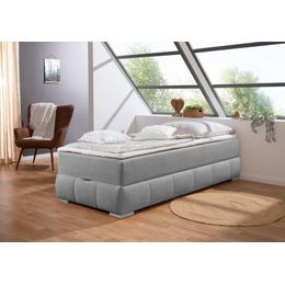 Boxbett OTTO HOME "Wehma", grau, B:104cm L:204cm, Komplettbetten, ohne Kopfteil, inklusive Topper und Bettkasten