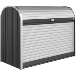 Gartenbox BioHort "STOREMAX Gr. 160, verschiedene Farben", grau (dunkelgrau, metallic), B:163cm H:120cm T:78cm, Stahl, Aufbewahrungsboxen, 163x78x120 cm, Ideal als Mülltonnenboxoder Fahrradgarage