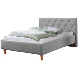 Polsterbett Home Affaire "Sunley 100", silber, B:163cm L:210cm, Struktur (100% Polyester), Strukturstoff (100% Polyester), Betten, Kreuzsteppung, Kopfteilhöhe 102 cm, ohne oder mit Matratze/Lattenrost