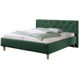 Polsterbett Home Affaire "Sunley 100", grün, B:183cm L:210cm, Struktur (100% Polyester);Strukturstoff (100% Polyester), Betten, Kreuzsteppung, Kopfteilhöhe 102 cm, ohne oder mit Matratze/Lattenrost