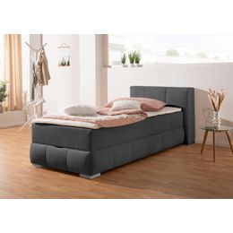 Boxbett Home Affaire "Chelles", grau (anthrazit), B:107cm L:225cm, Komplettbetten, inkl. Topper und Bettkasten