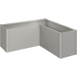 Hochbeet BioHort "BELVEDERE L-Form midi 1,5, verschiedene Farben", grau (quarzgrau, metallic), B:152cm H:61cm T:152cm, Stahl, Pflanzgefäße, 152x152x61 cm, extrem langlebig, aus Metall